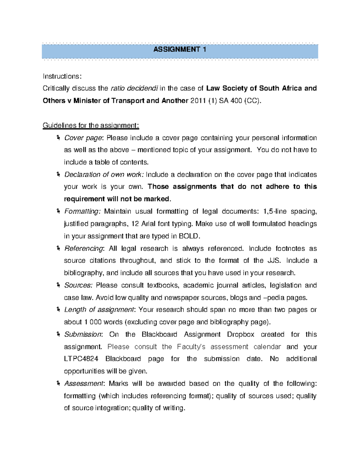 Assignment 10% - ASSIGNMENT 1 Instructions: Critically discuss the ...