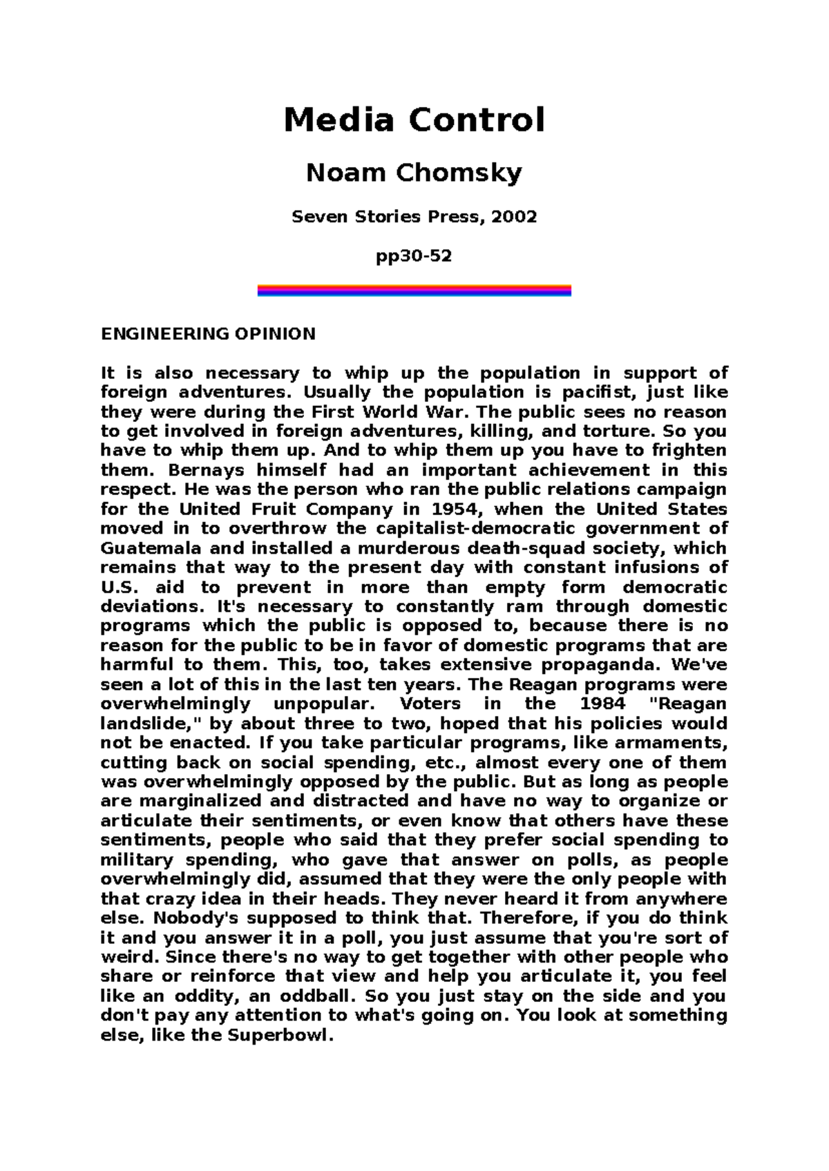 Chomsky - handout - kink - Media Control Noam Chomsky Seven Stories ...