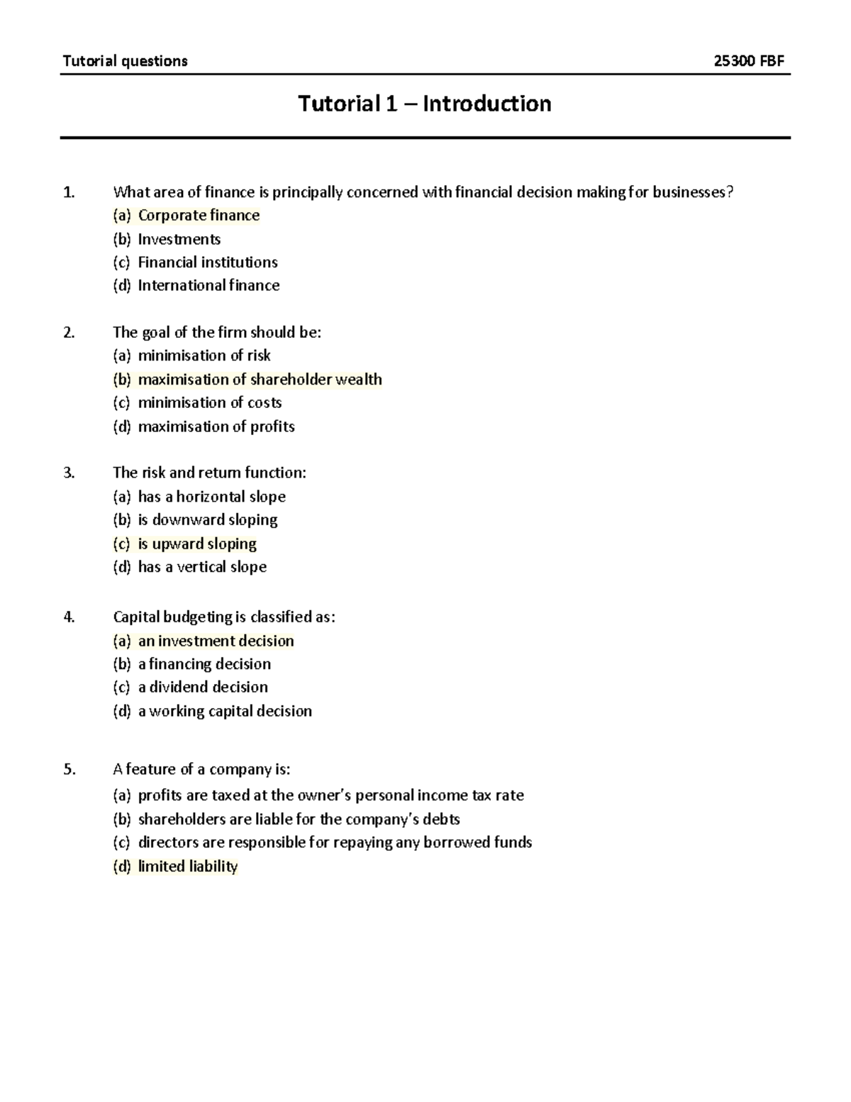 ICQ 1 - Introduction - Week 1 tutorial answers - Tutorial questions ...