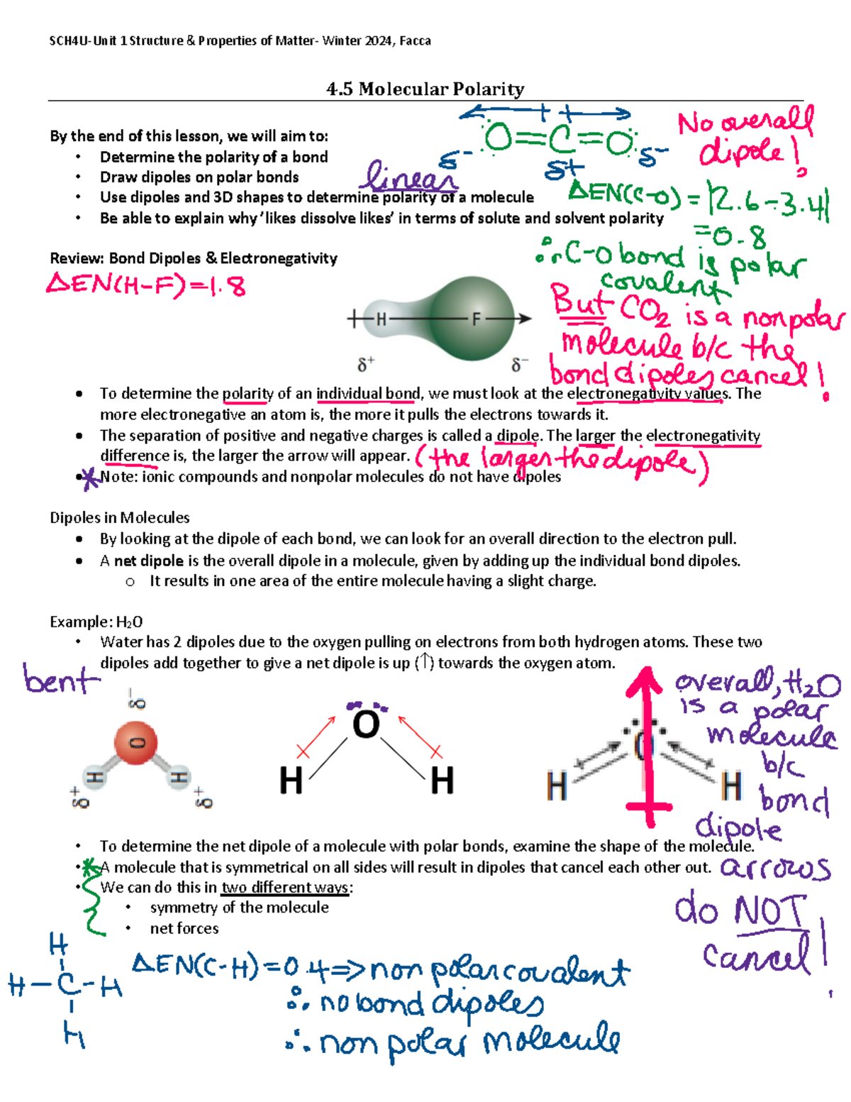 Lesson 7- Molecular Polarity - SCH4U-Unit 1 Structure & Properties of ...