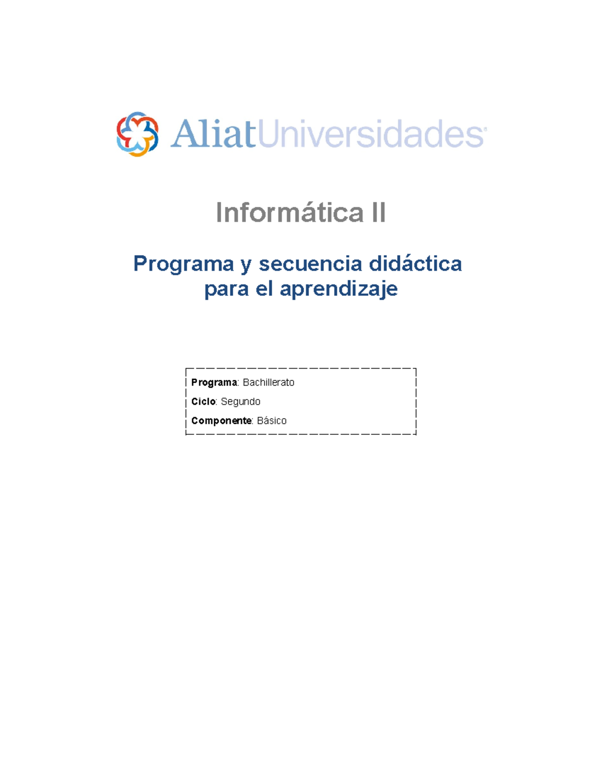 Programa Informatica II OK 07102020 - Informática II Programa y ...