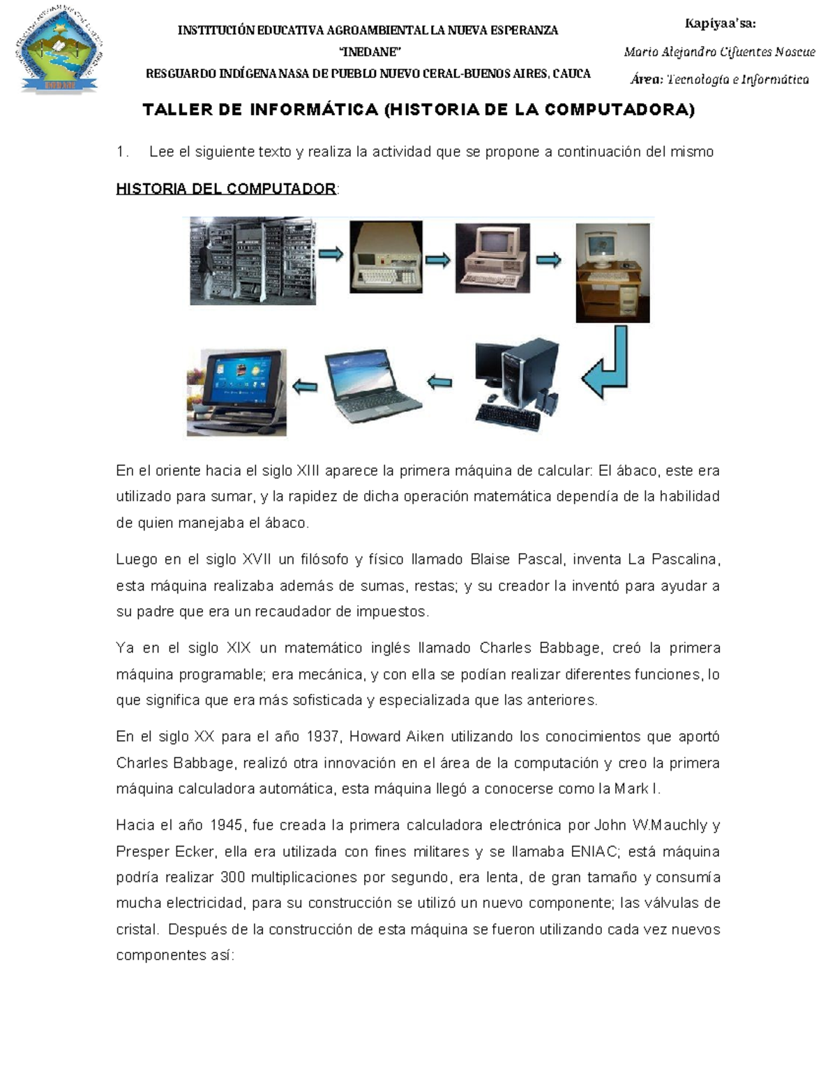 Taller DE Informática grado 7-B - INSTITUCIÓN EDUCATIVA AGROAMBIENTAL ...