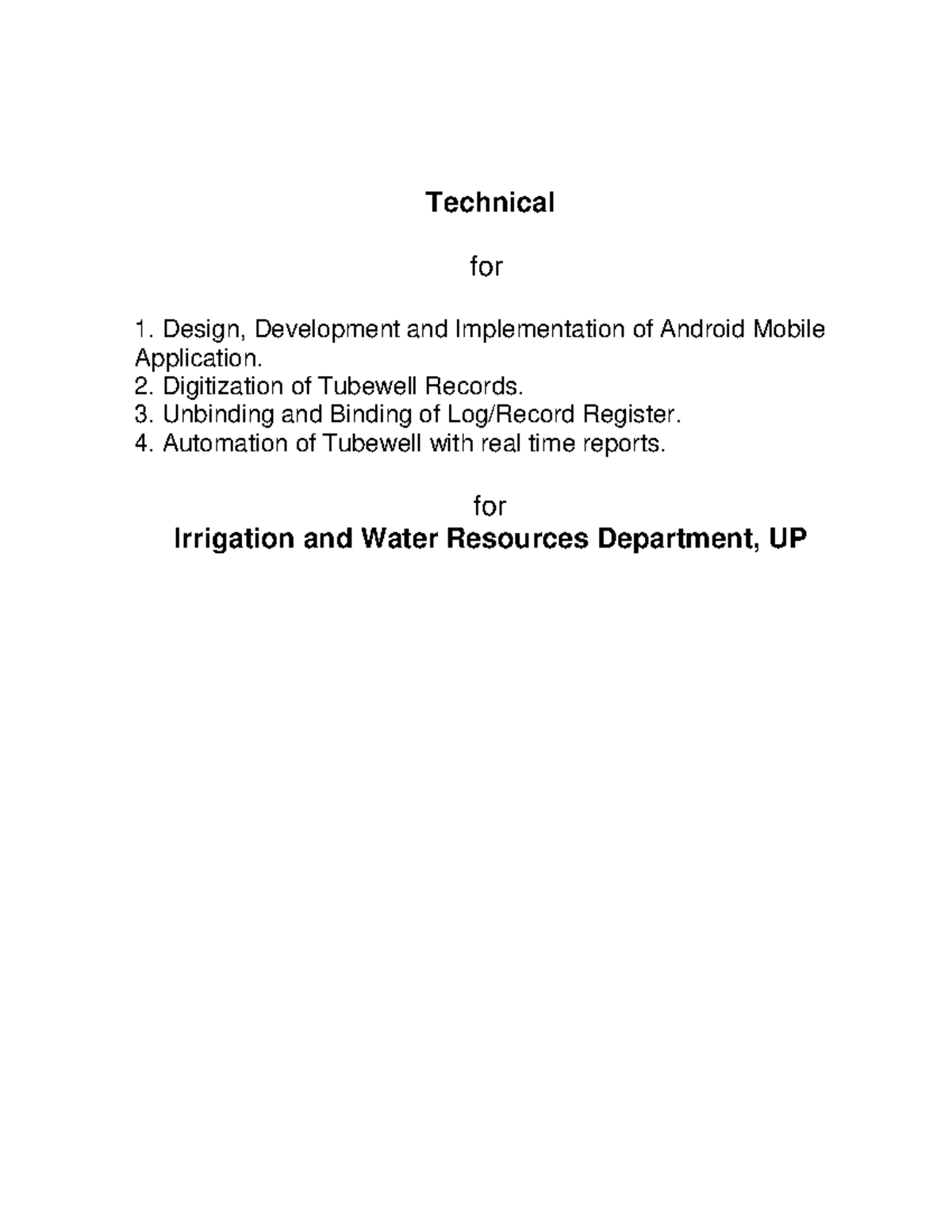 Technical - Proposal for Irrigation Department - Technical for 1 ...