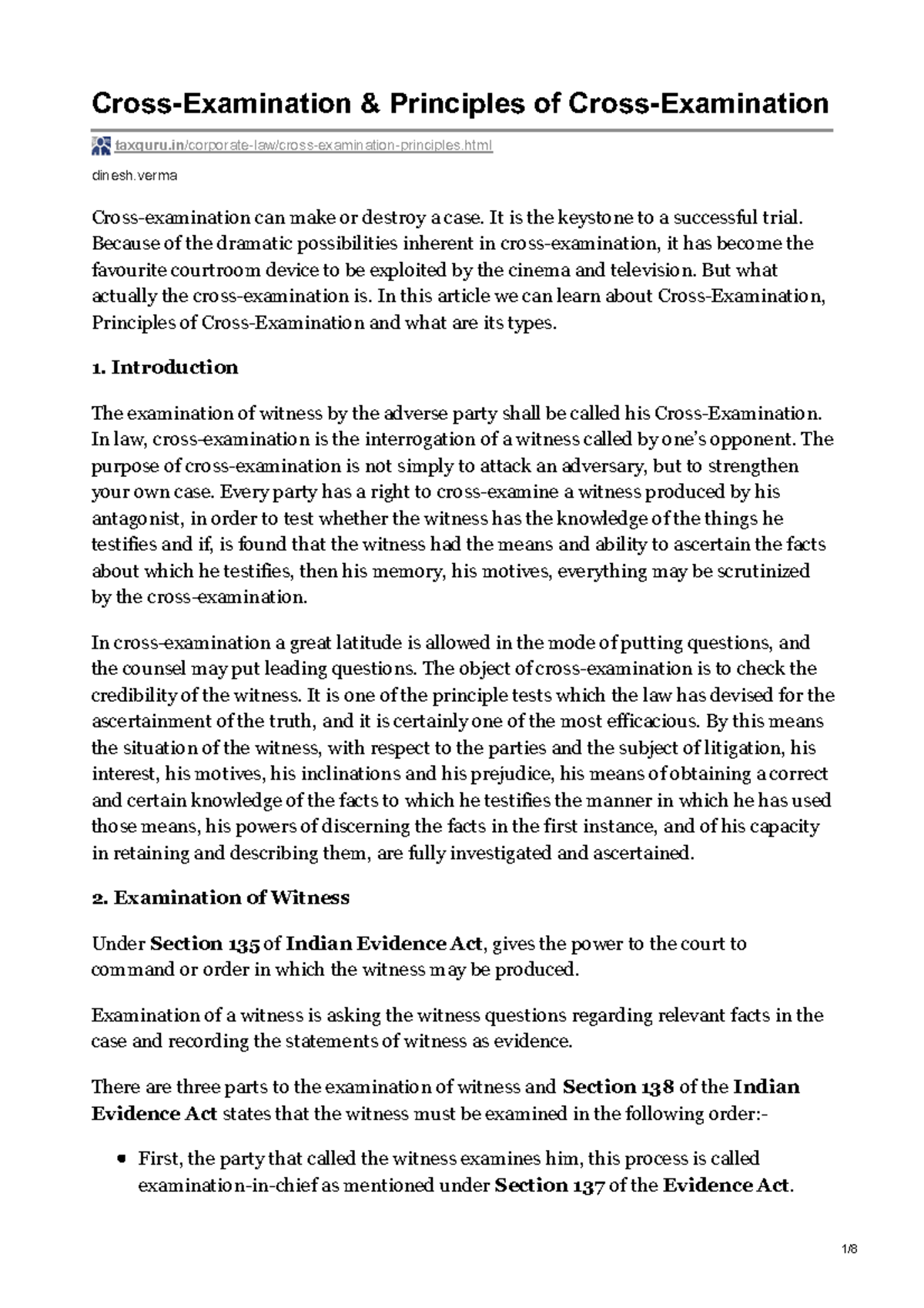 Cross-Examination & Principles of Cross-Examination - dinesh Cross ...