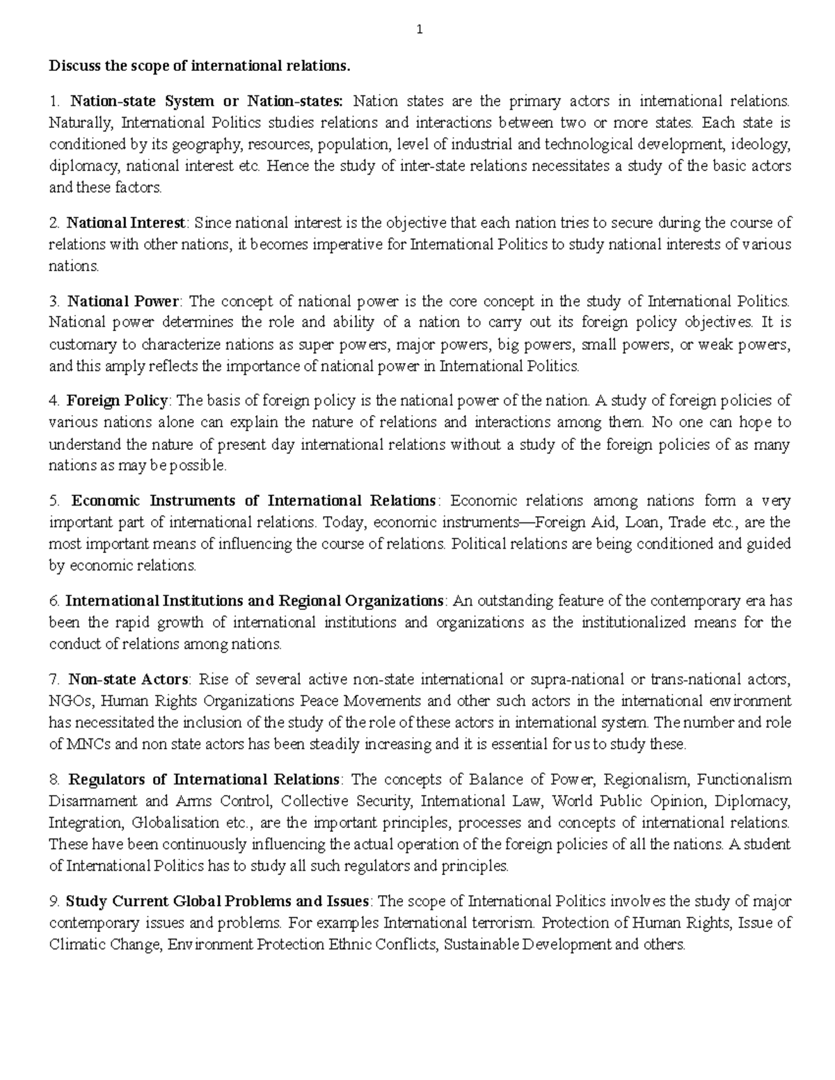 Strategic Studies 314 International Relation - Discuss the scope of ...