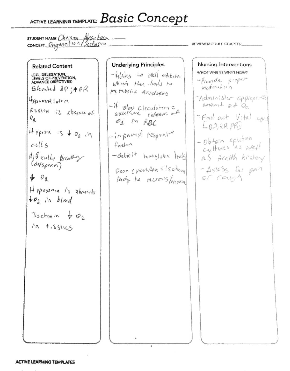 Oxygen concept pathology 2021 Chamberlain - ACTIVE LEARNING TEMPLATE ...