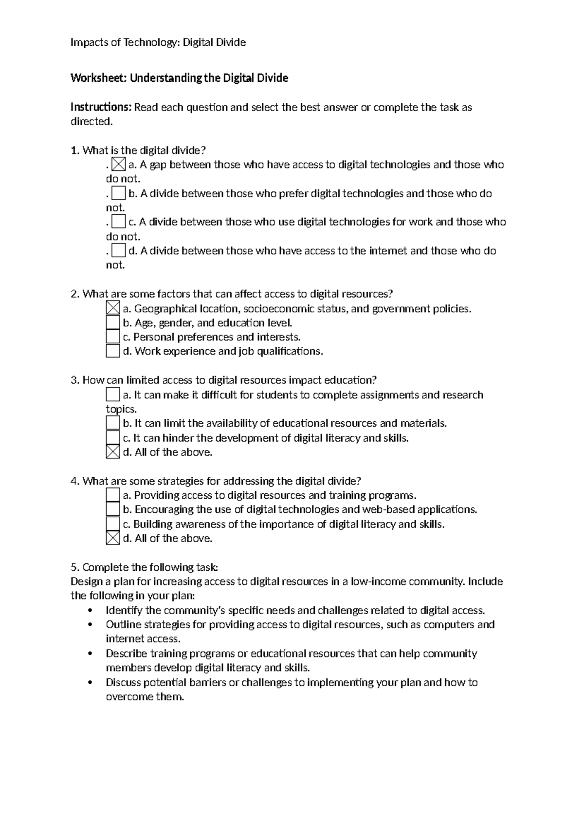 1. Worksheet Digital Divide - Worksheet: Understanding the Digital ...