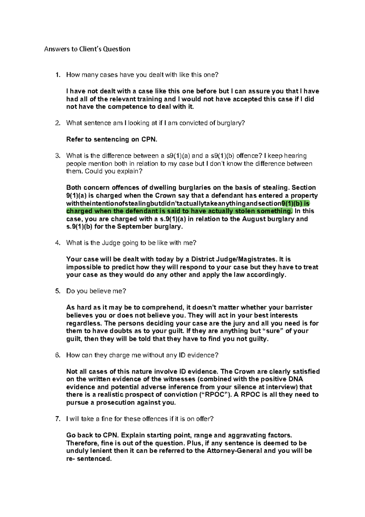 Answers to Client - What sentence am I looking at if I am convicted of ...