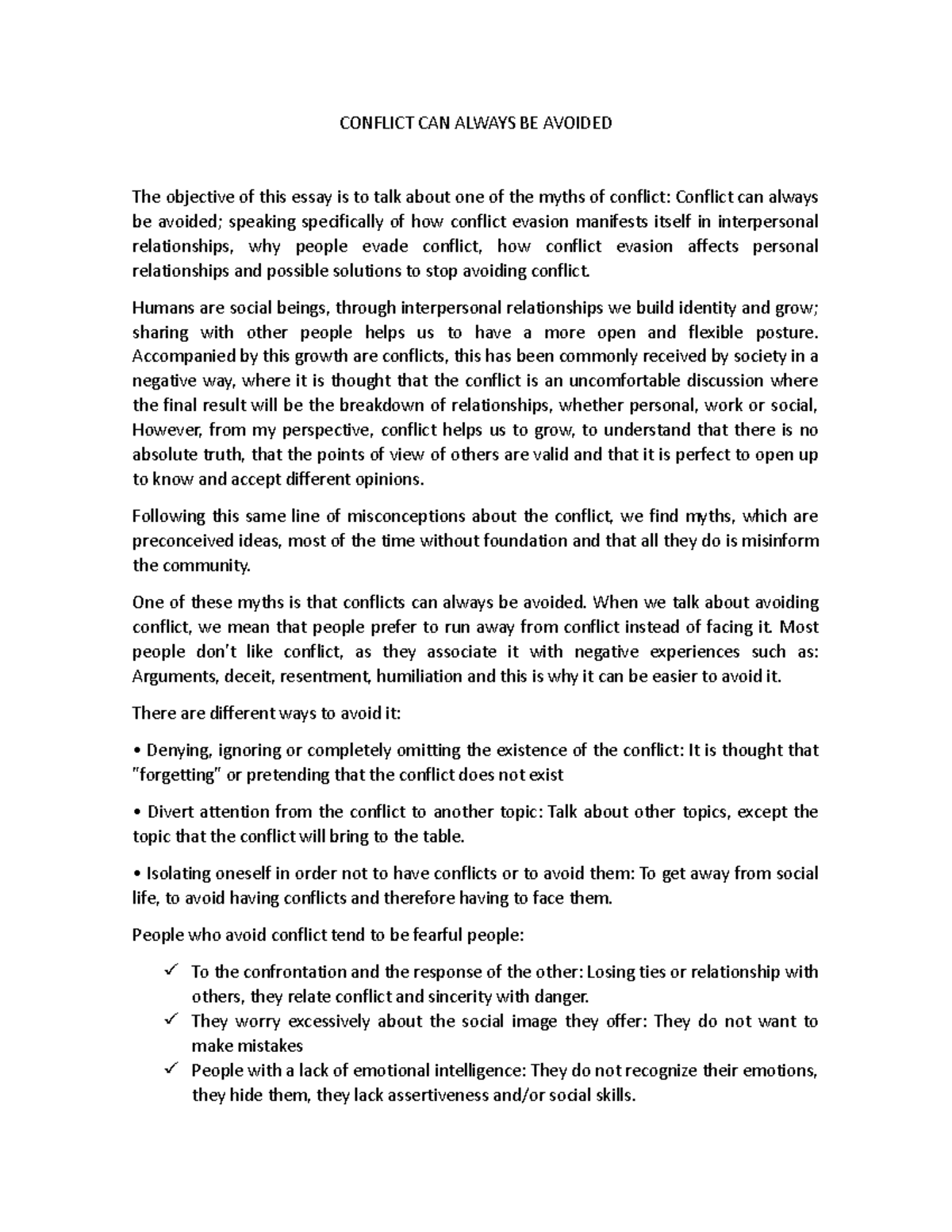 Conflict Can Always Be Avoided - CONFLICT CAN ALWAYS BE AVOIDED The ...