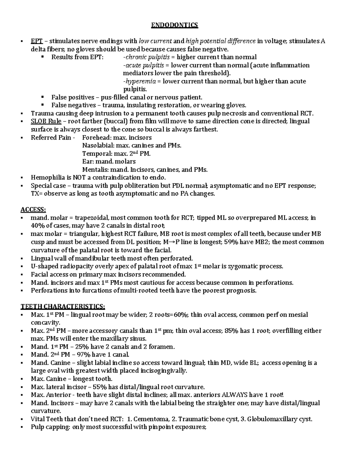Complete- Final- Notes - ENDODONTICS EPT – stimulates nerve endings ...