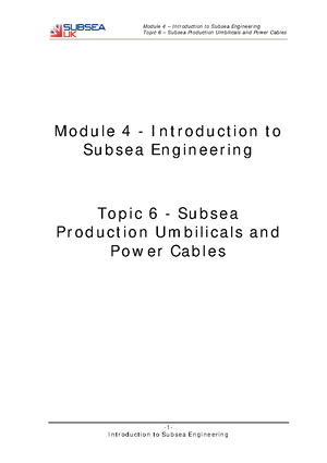 Topic 2 - Subsea Control Systems - Module 4 – Introduction to Subsea ...
