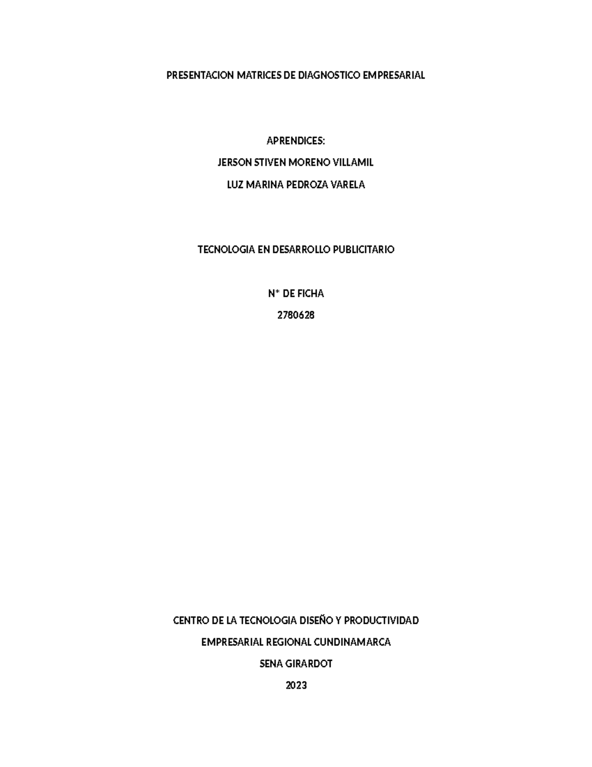 Presentacion Matrices De Diagnostico Empresarial Presentacion