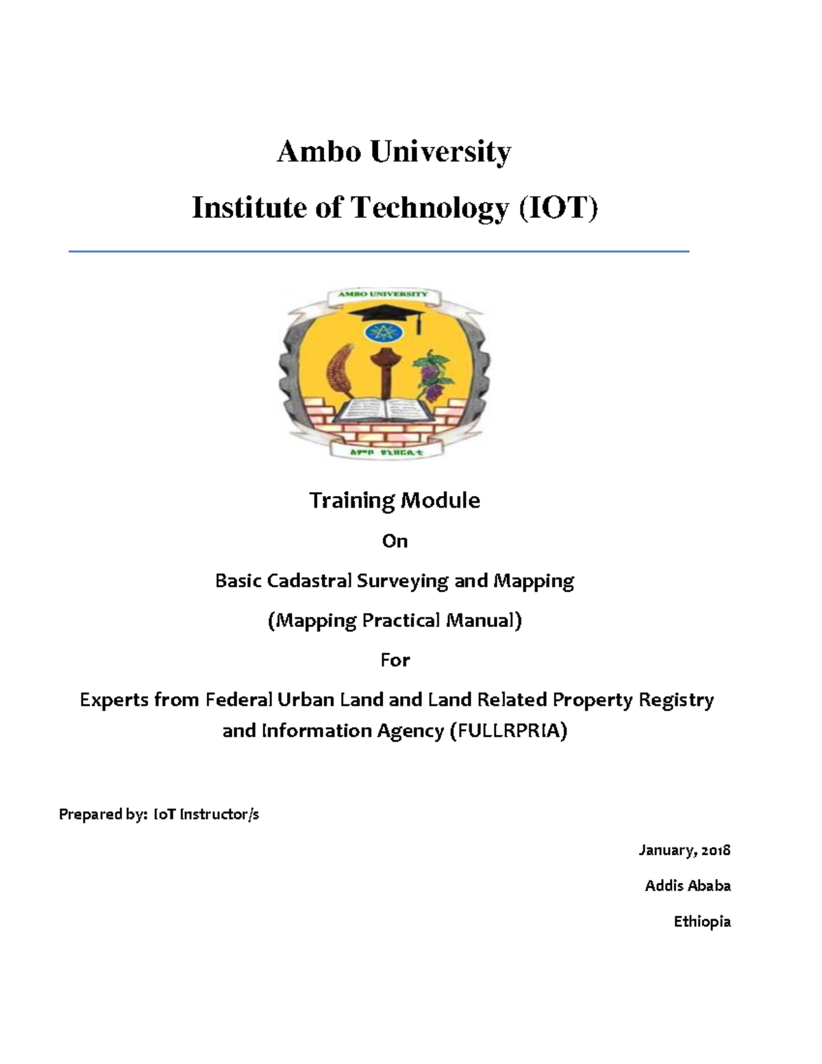 Mapping manual 1 - i Ambo University Institute of Technology (IOT) Training Module On Basic ...