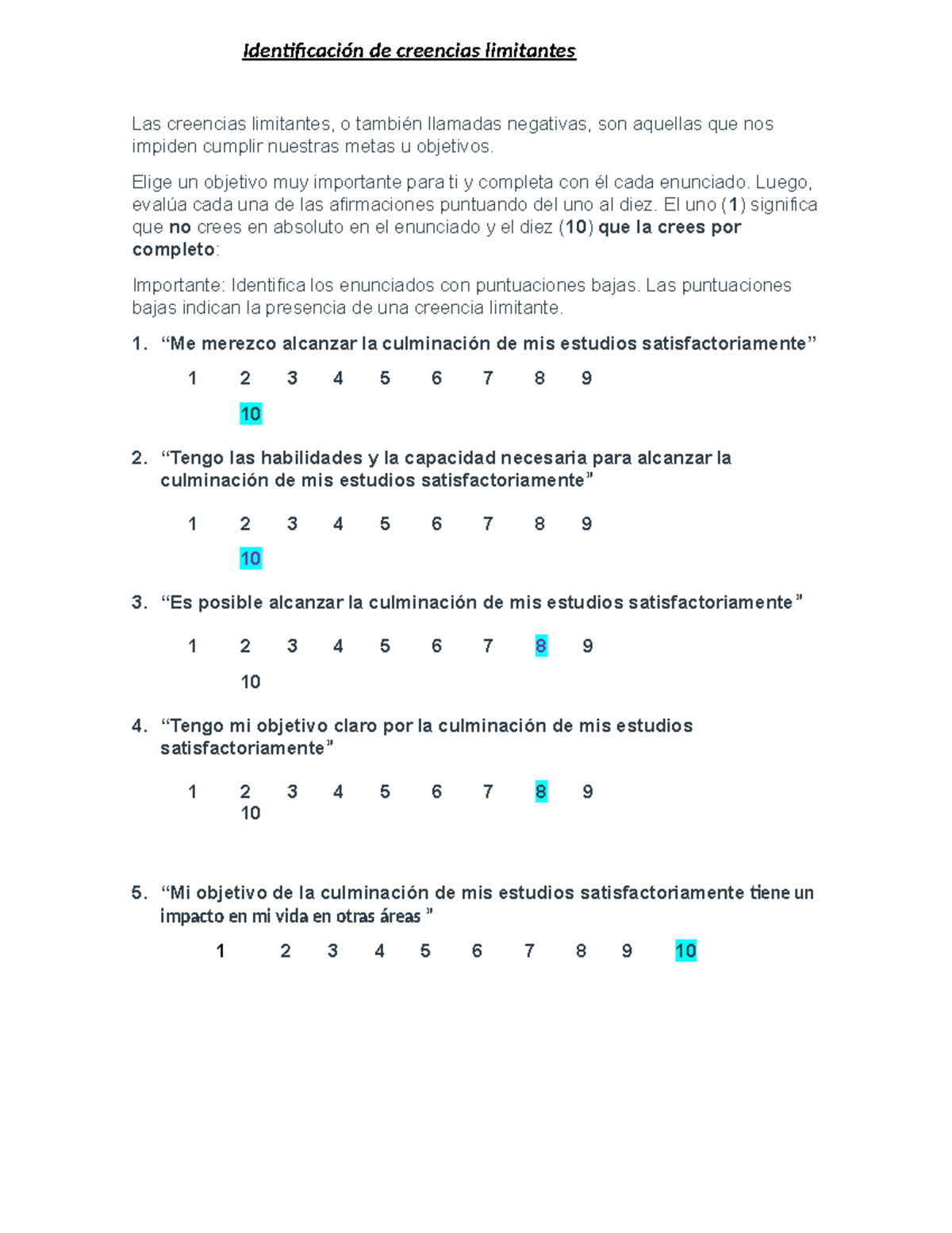 IVU Actividad 10 Rodrigo Isla - Identificación de creencias limitantes ...