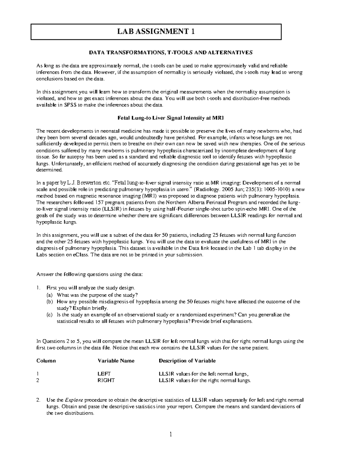 Asg1 Fall 2024 - naudfb ubf - DATA TRANSFORMATIONS, T-TOOLS AND ALTERNATIVES As long as the data ...