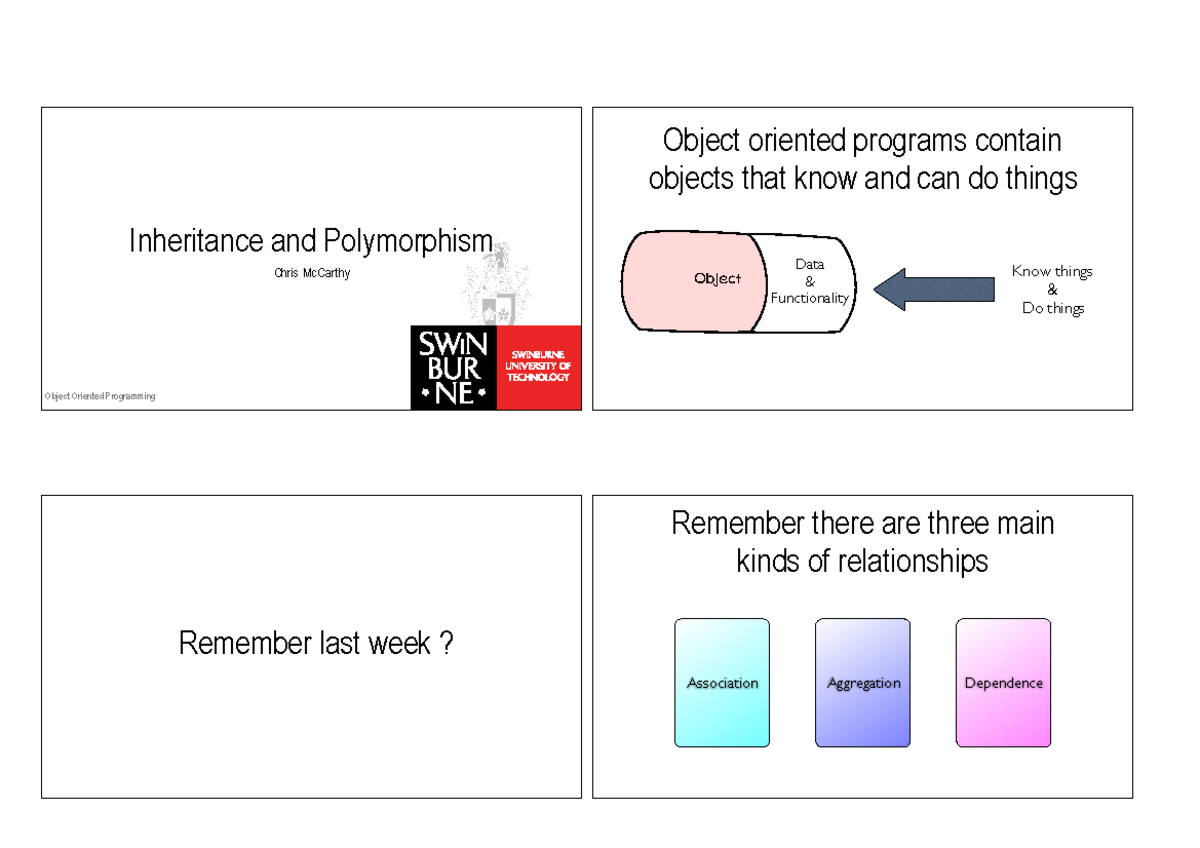 Lecture 4 Inheritance And Polymorphism Object Oriented Programs