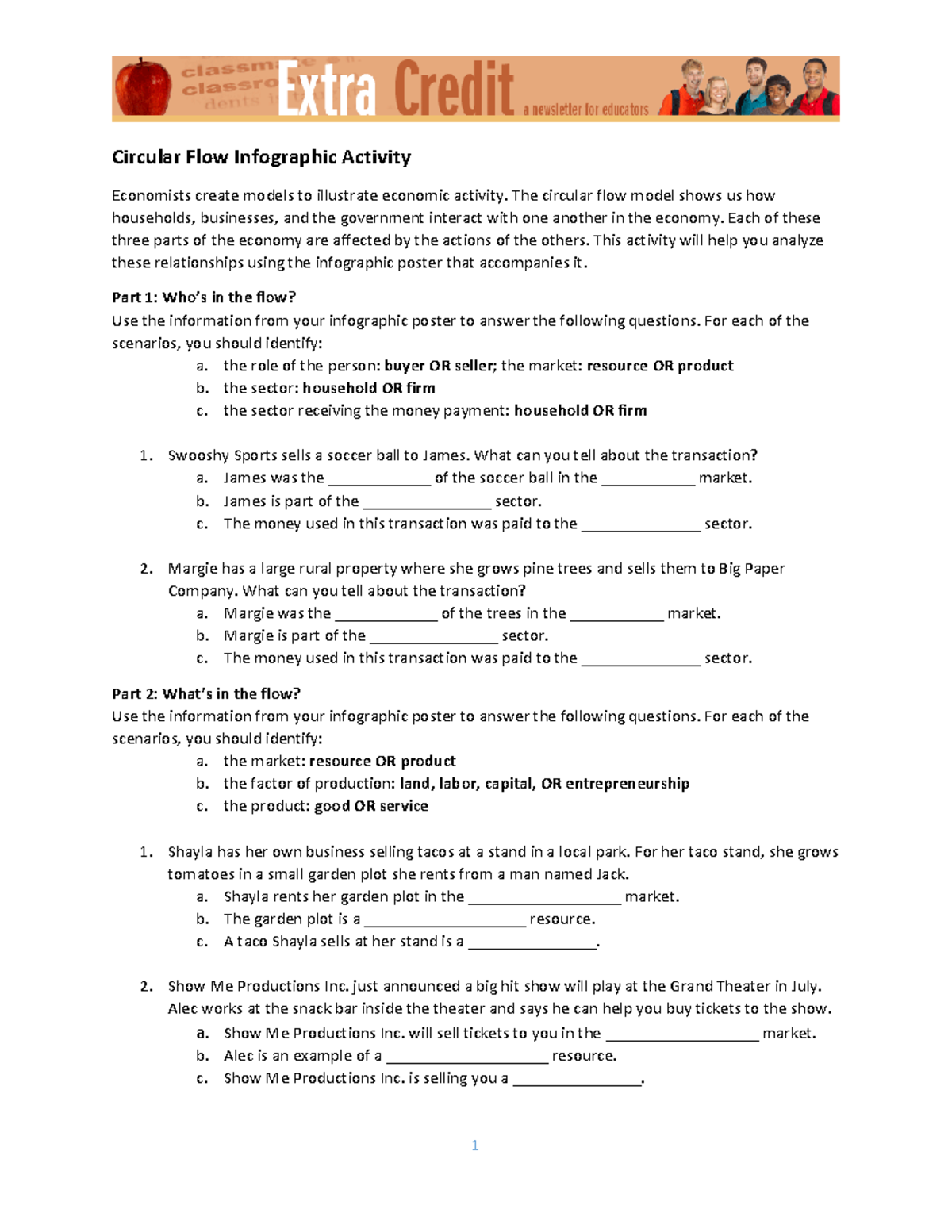 Macro-economics: Circular Flow Worksheet - 1 Circular Flow Infographic ...