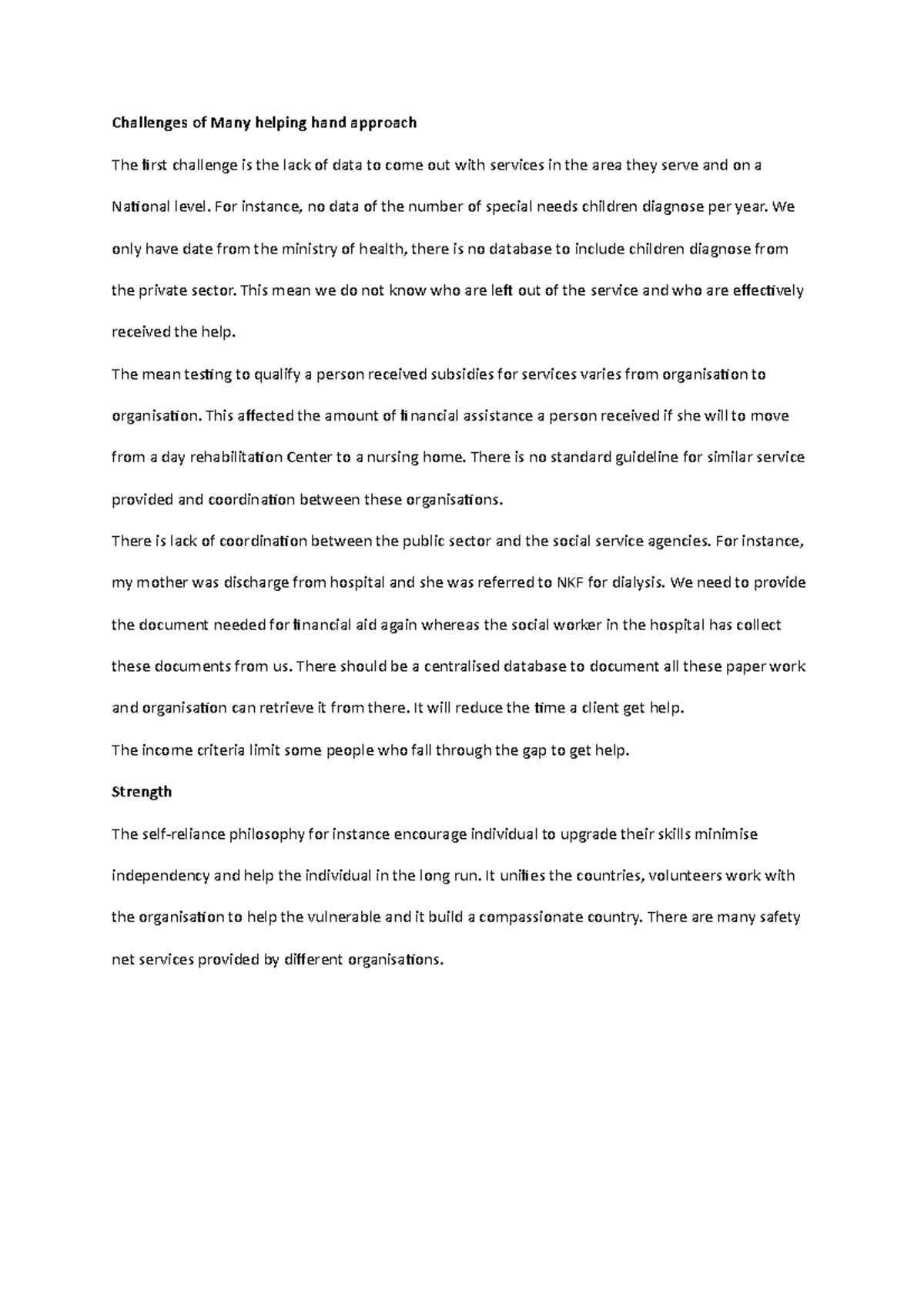 Challenges and strength of Many helping hand approach - Challenges of ...