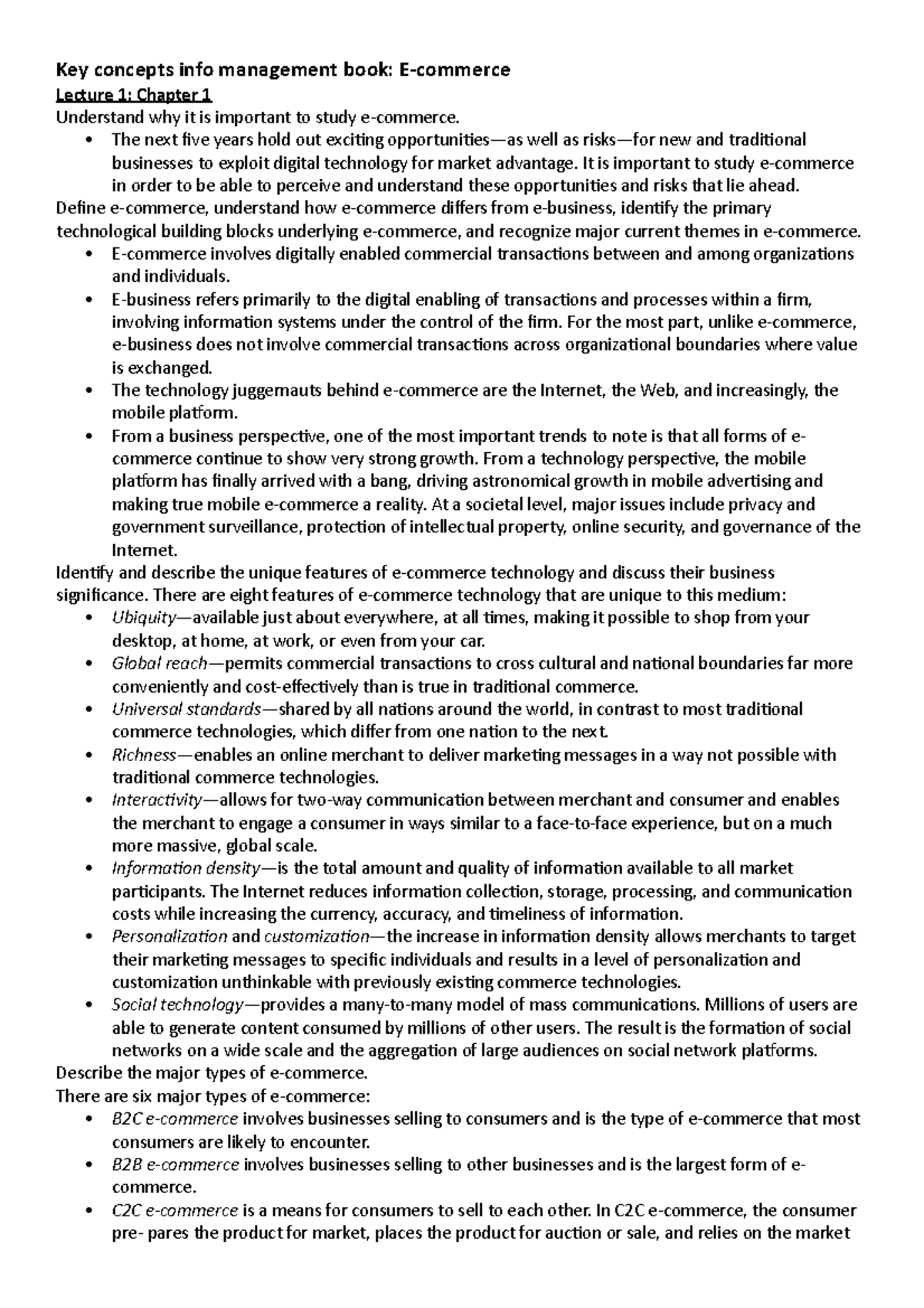 Key concepts Summary Chapter 1 - 4 - Key concepts info management book ...