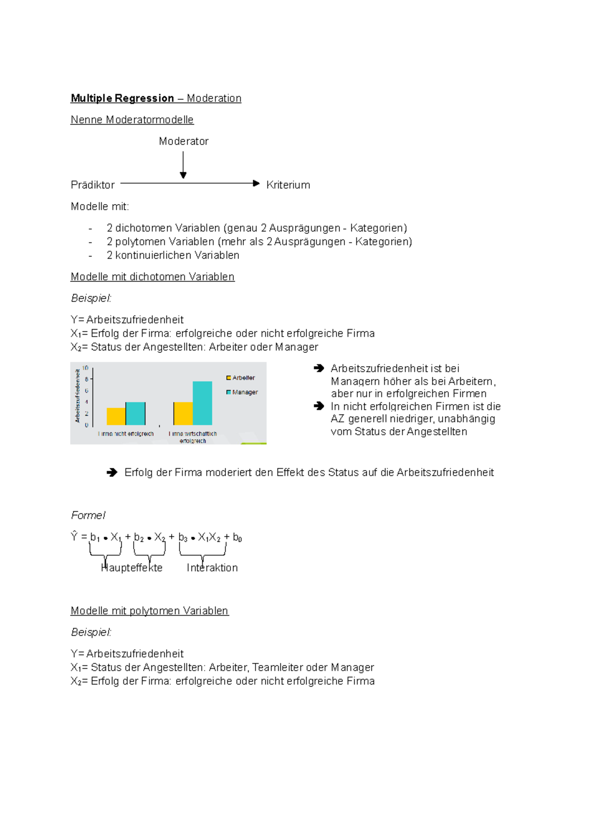 Multiple Regression III - Multiple Regression – Moderation Nenne Moderatormodelle Moderator ...