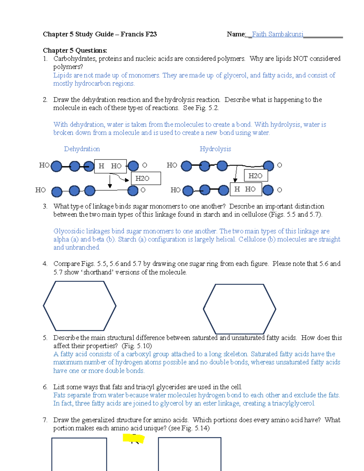 Chapter 5 study guide F23 - Chapter 5 Study Guide – Francis F23 Name ...