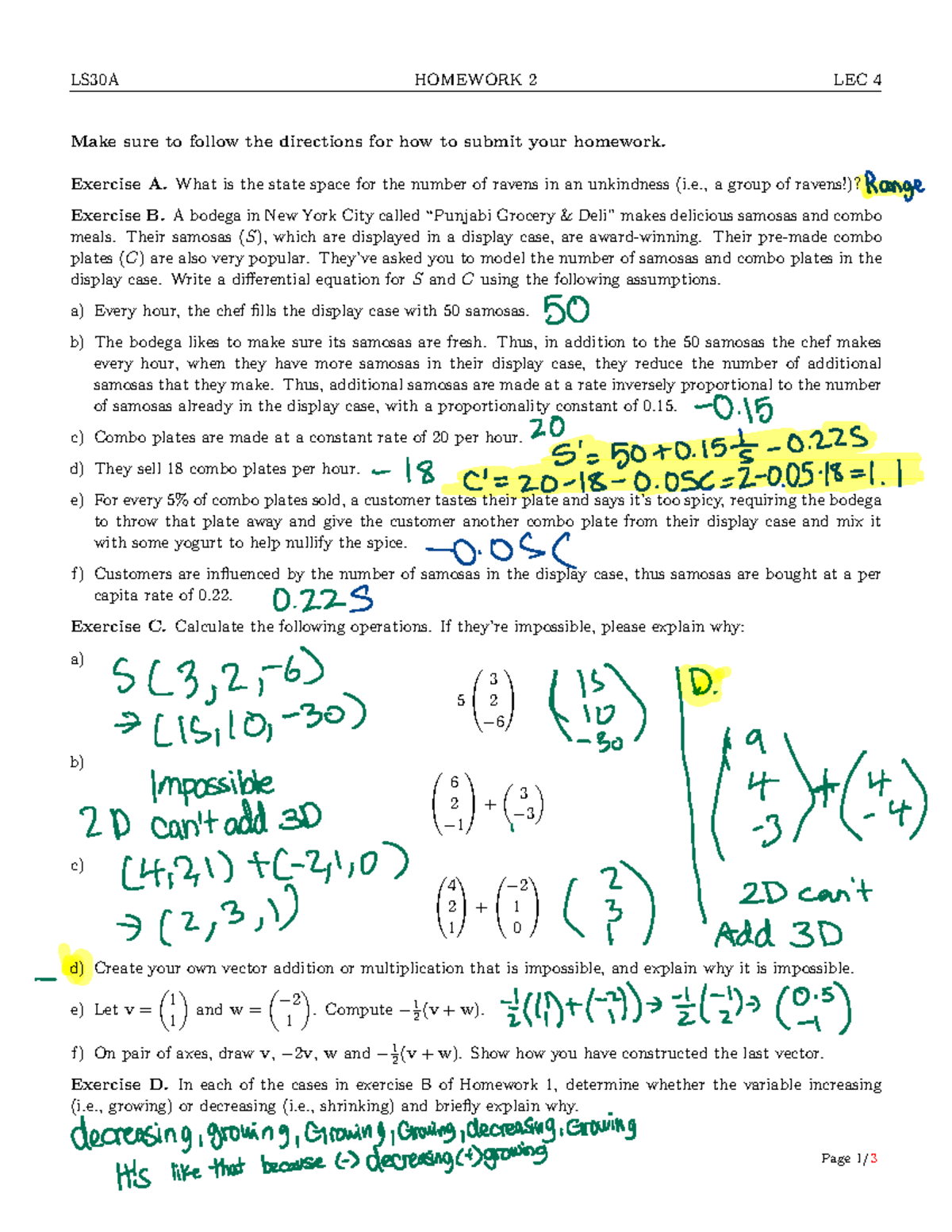 Hw2: - LS30A HOMEWORK 2 LEC 4 Make sure to follow the directions for how to submit your homework ...
