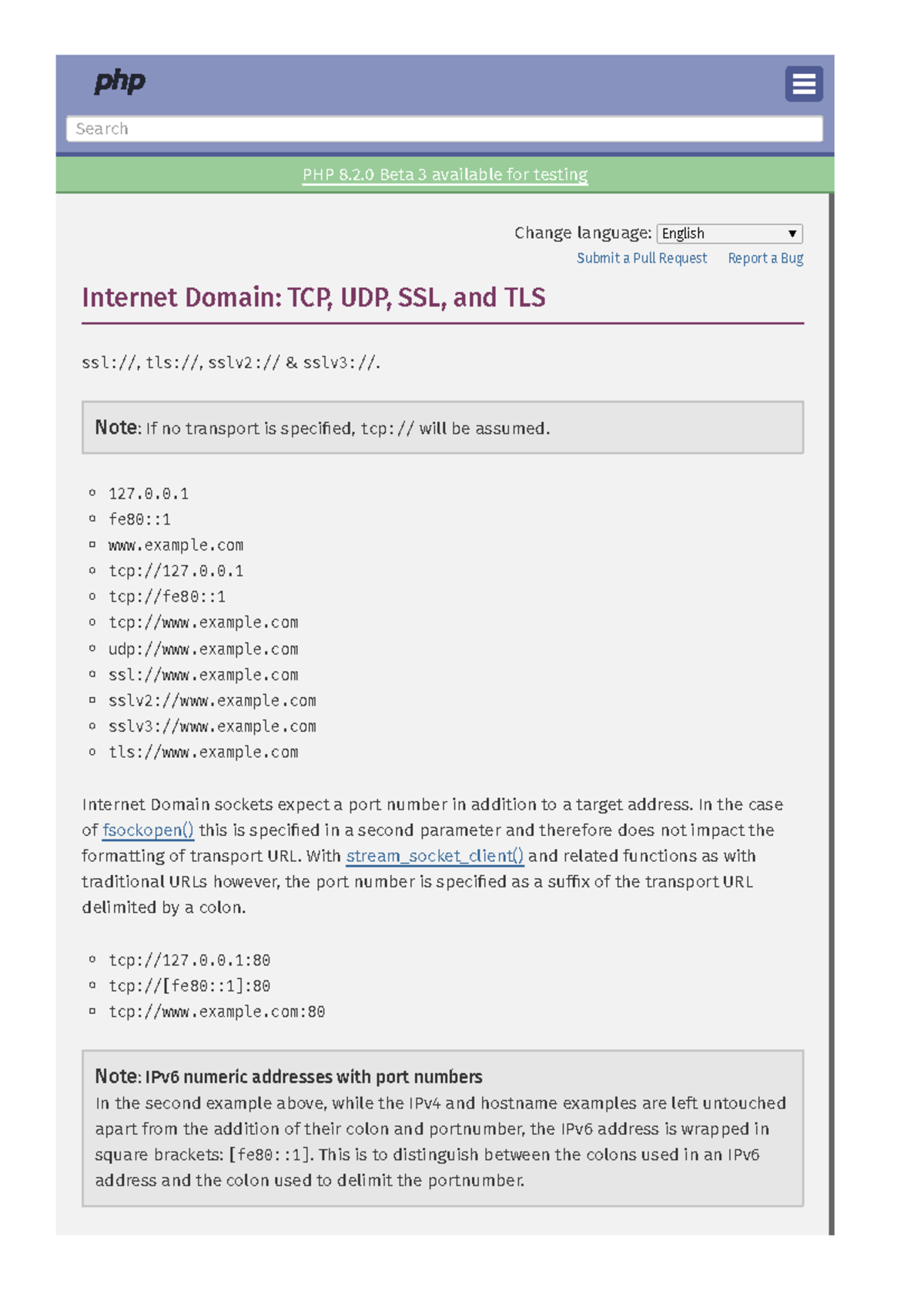 Php Net Manual En Transports Inet Php Php 82 Beta 3 Available
