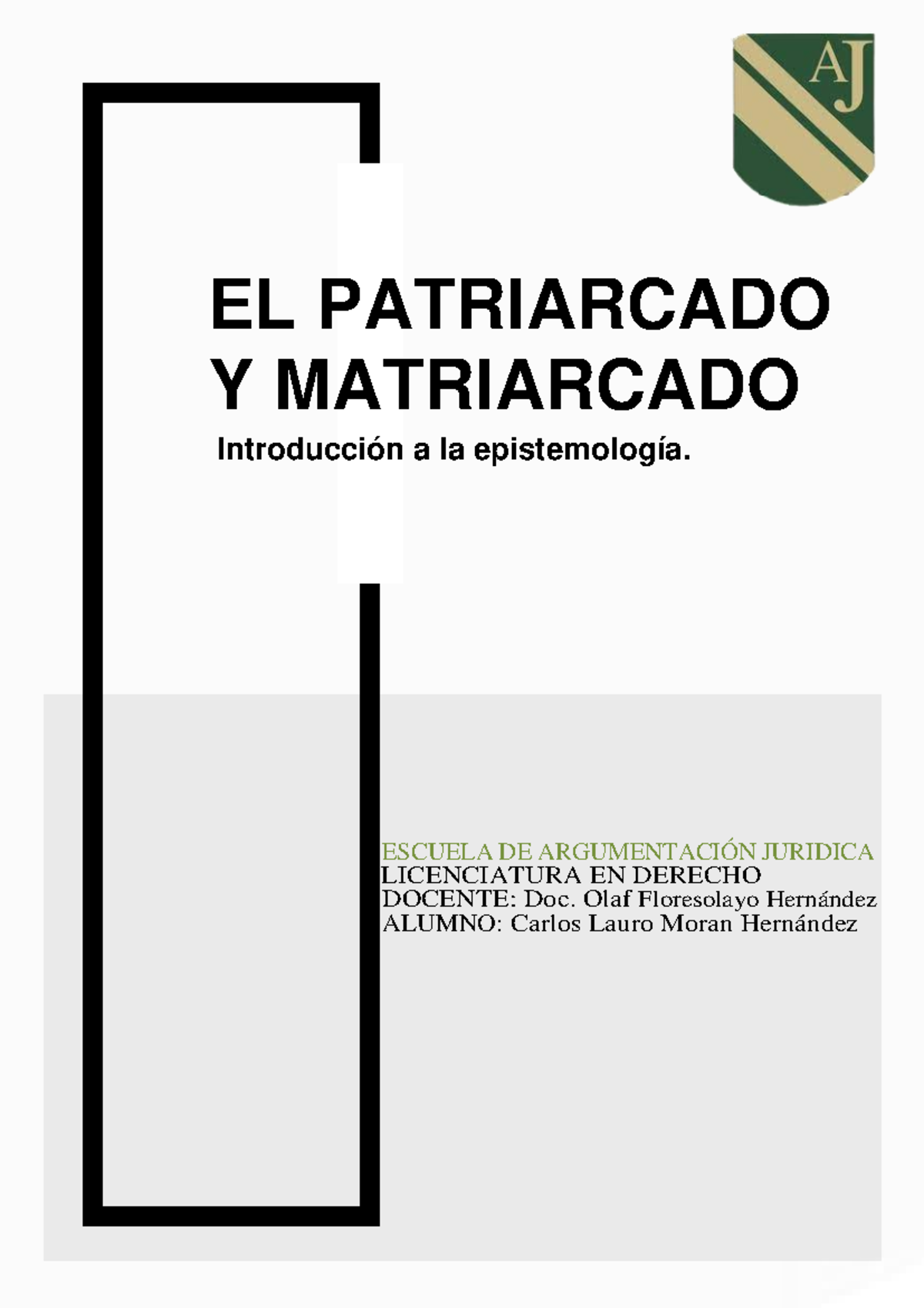 Patriarcado y matriarcado - EL PATRIARCADO Y MATRIARCADO Introducción a ...