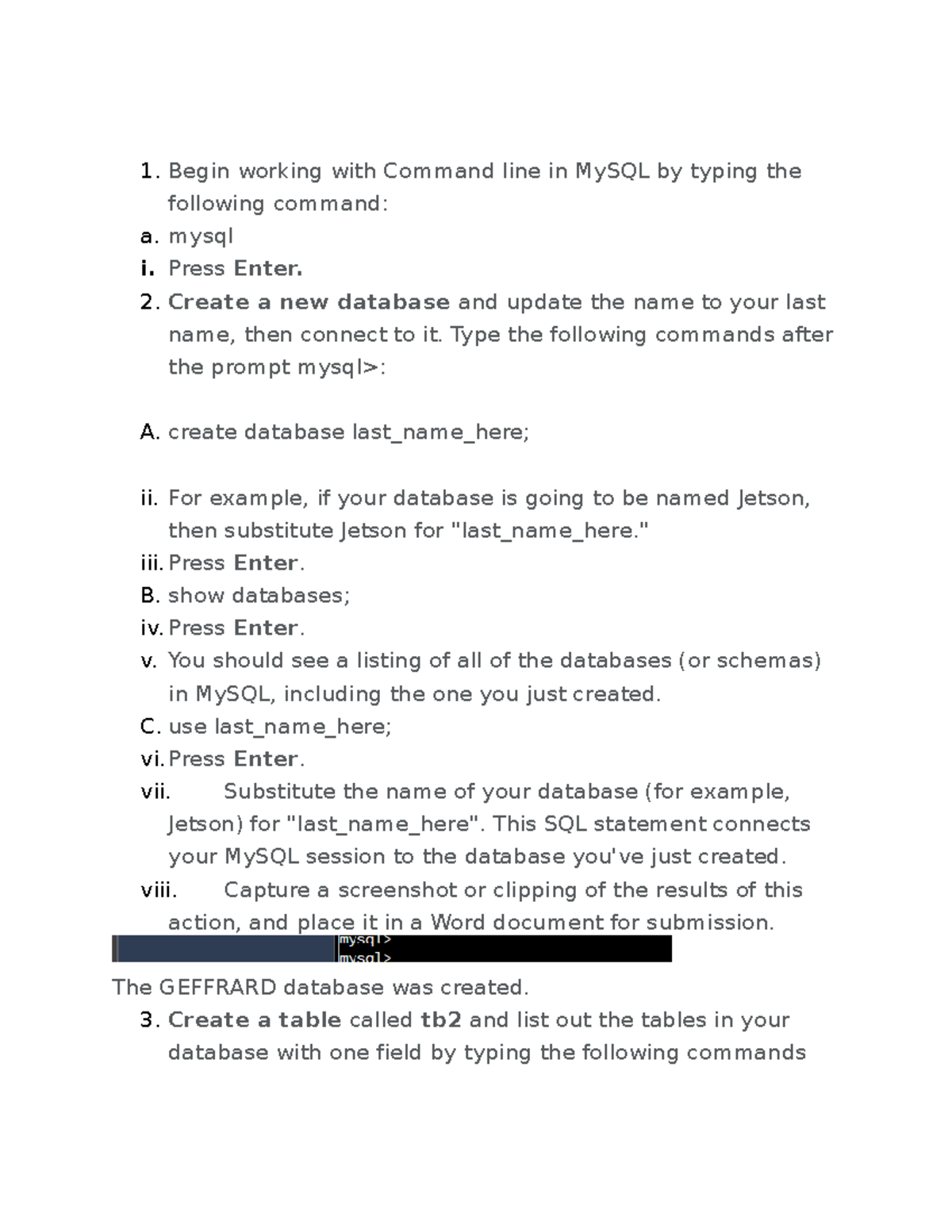 Dad 220 Lab 1 4 Dad 220 Lab 1 4 Begin Working With Command Line In Mysql By Typing The