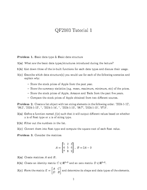 QF2104 2324S1 Midterm Test formula sheet - FORMULAS FOR REFERENCE ∑ n i ...
