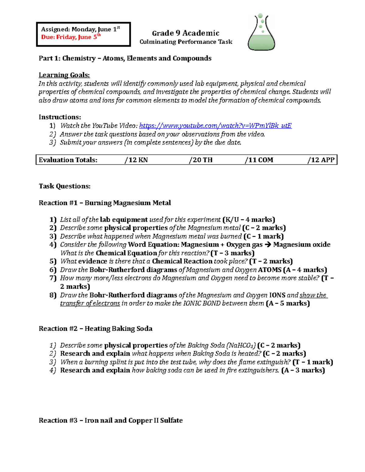 CPT - Grade 9 Academic - Grade 9 Academic Culminating Performance Task ...