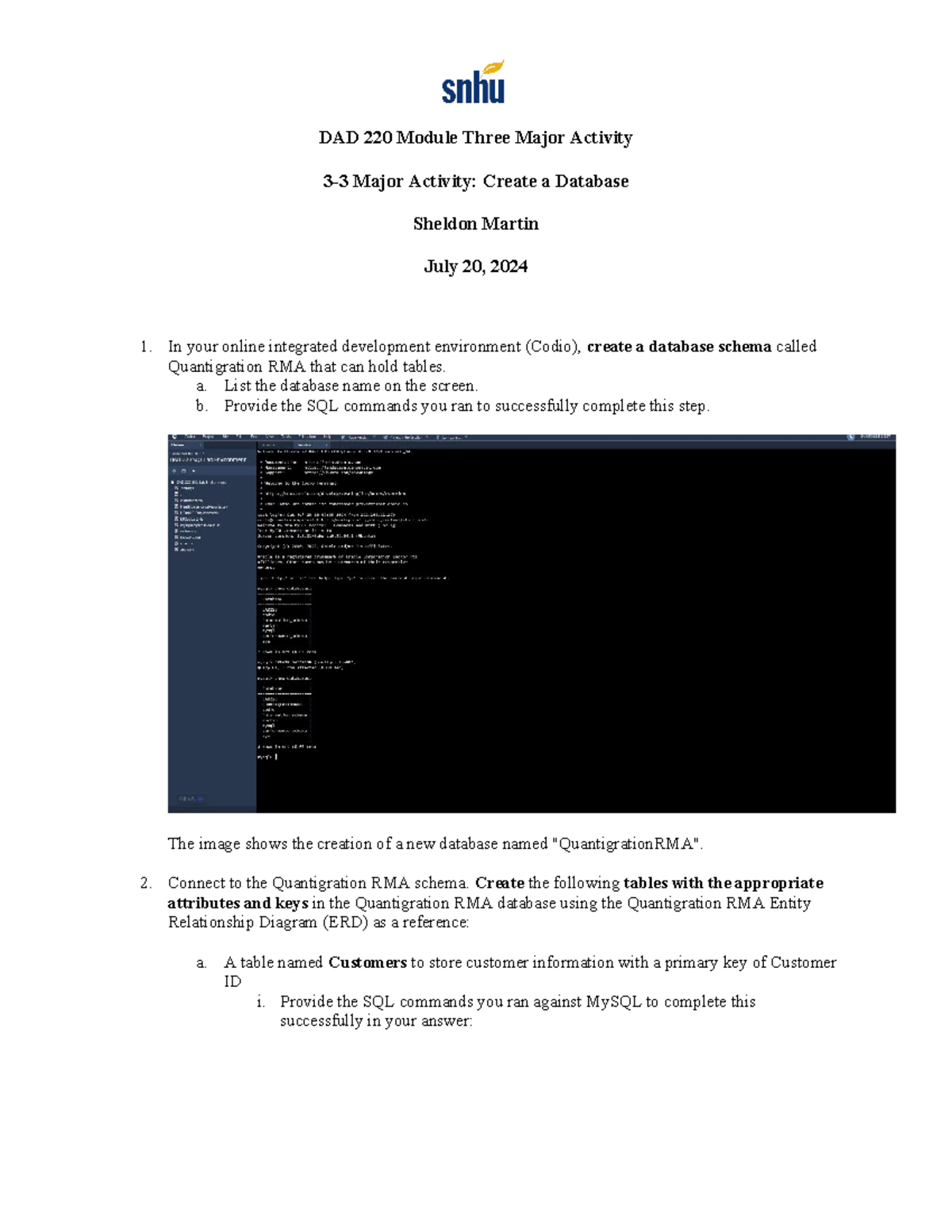 DAD 220 Module Three Major Activity July 20 2024 - DAD 220 Module Three Major Activity 3-3 Major ...