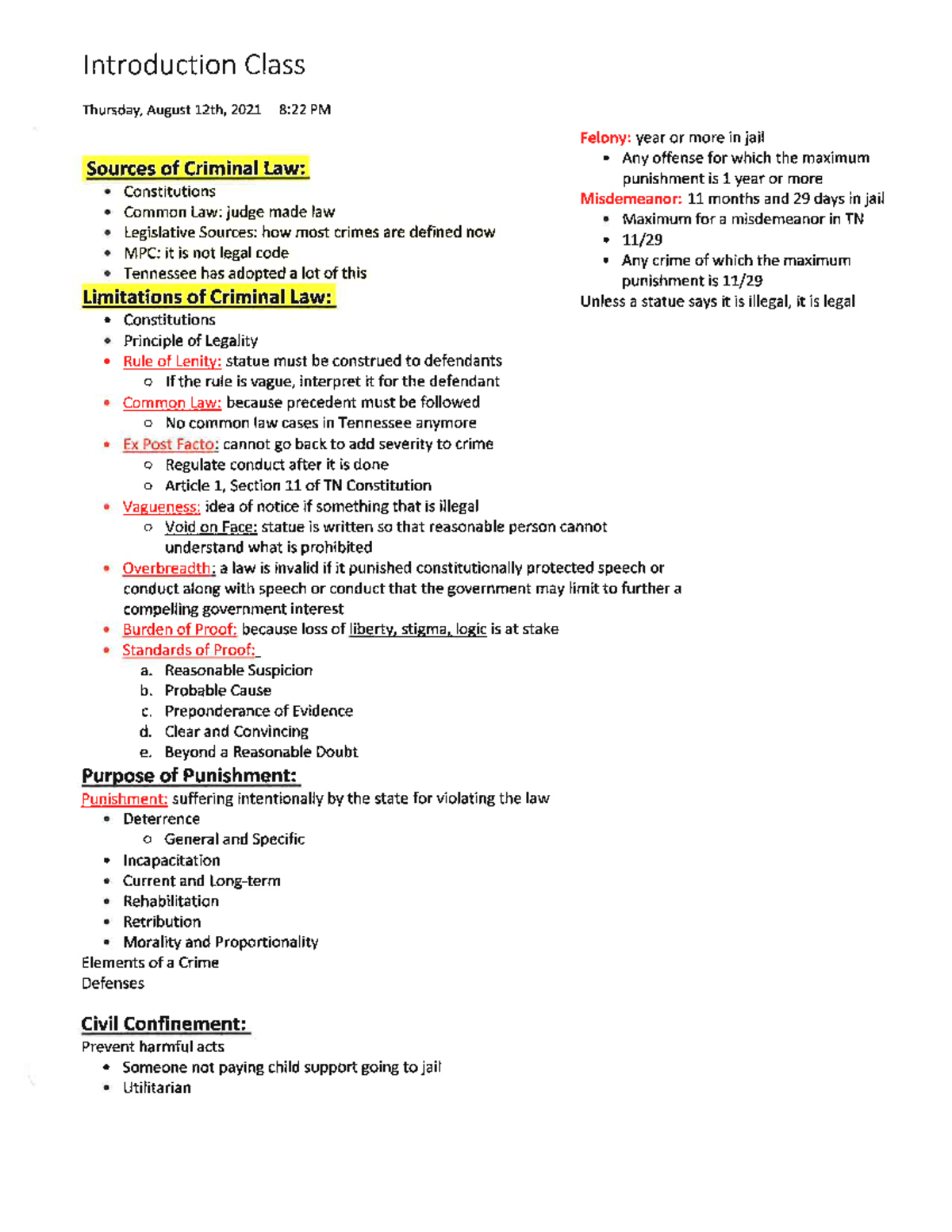 Crimes 2 - Outline - idk123 - Studocu