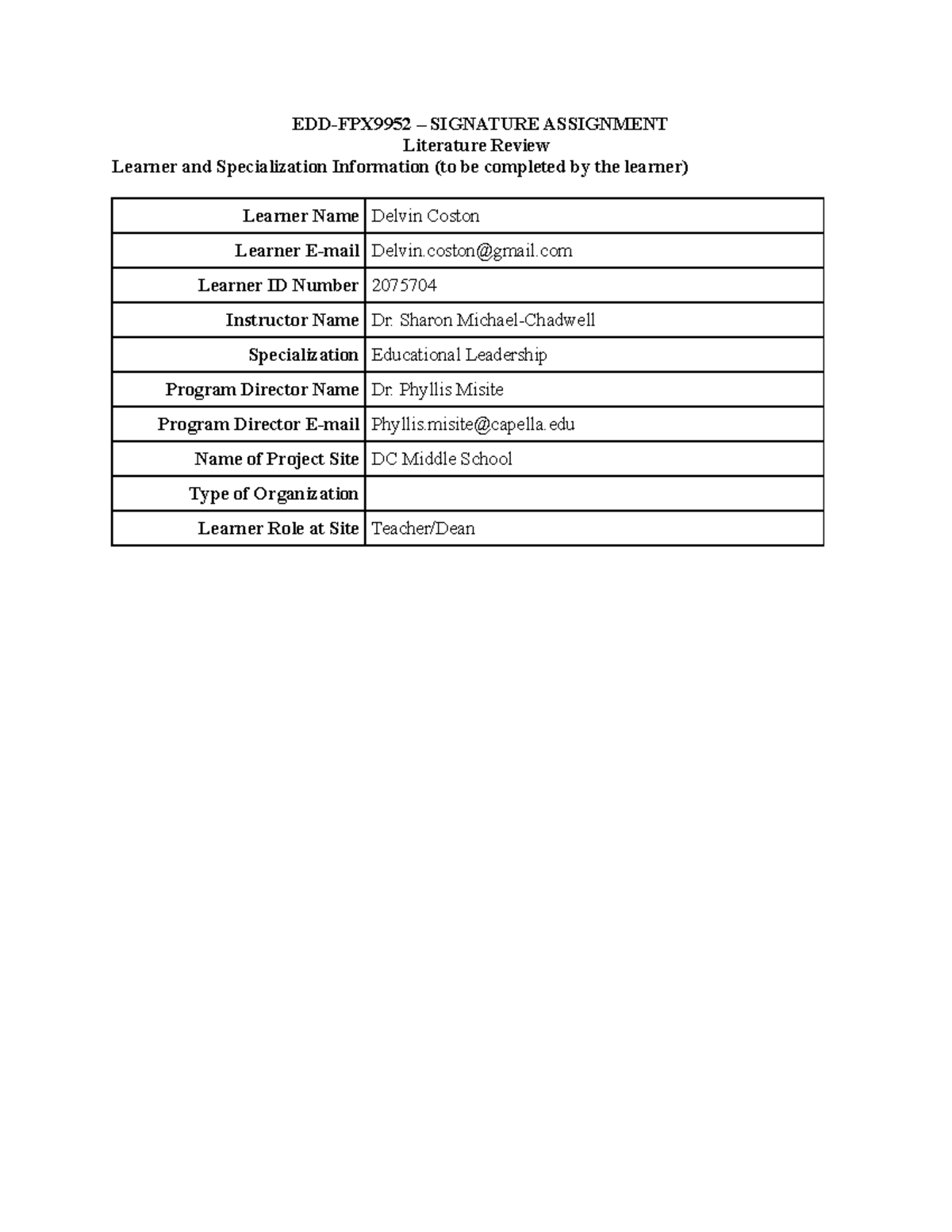 Assessmnet 1 rough doc - qwerfg - EDD-FPX9952 – SIGNATURE ASSIGNMENT ...