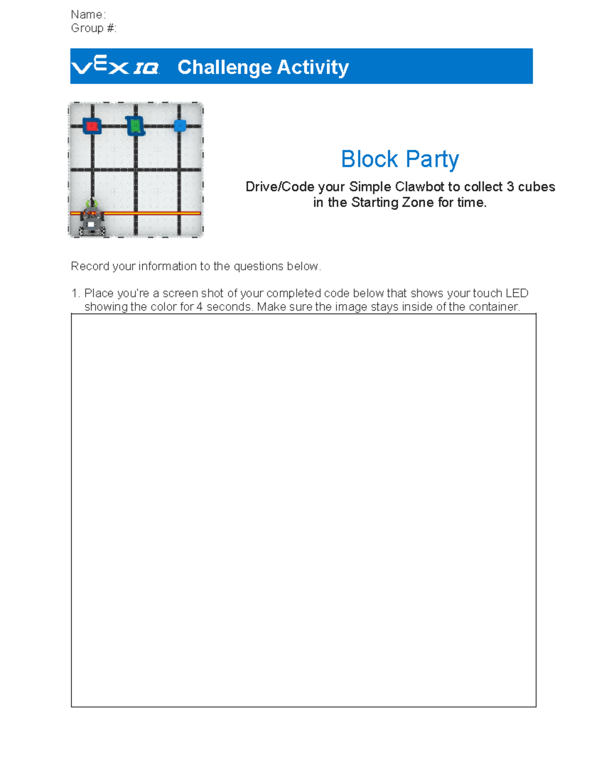 Block Party Activity - asd - Name: Group #: Challenge Activity Block ...
