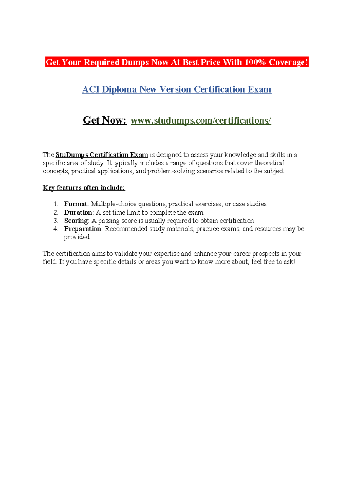 ACI Diploma New Version Certification Exam - Get Your Required Dumps ...