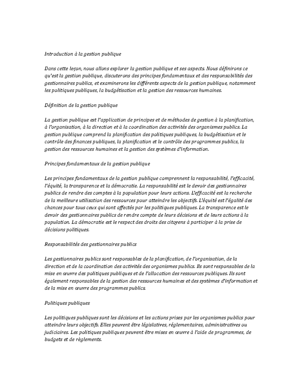Public Administration Study Notes - Introduction à la gestion publique ...