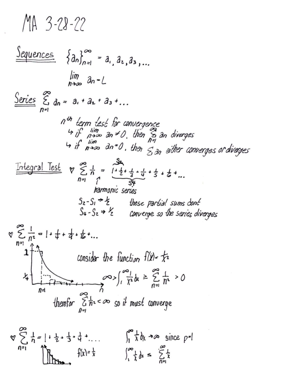 MA 2022-03-28 - Calculus B Notes - MA 3-28- Sequences {an - 8, 80, as ...