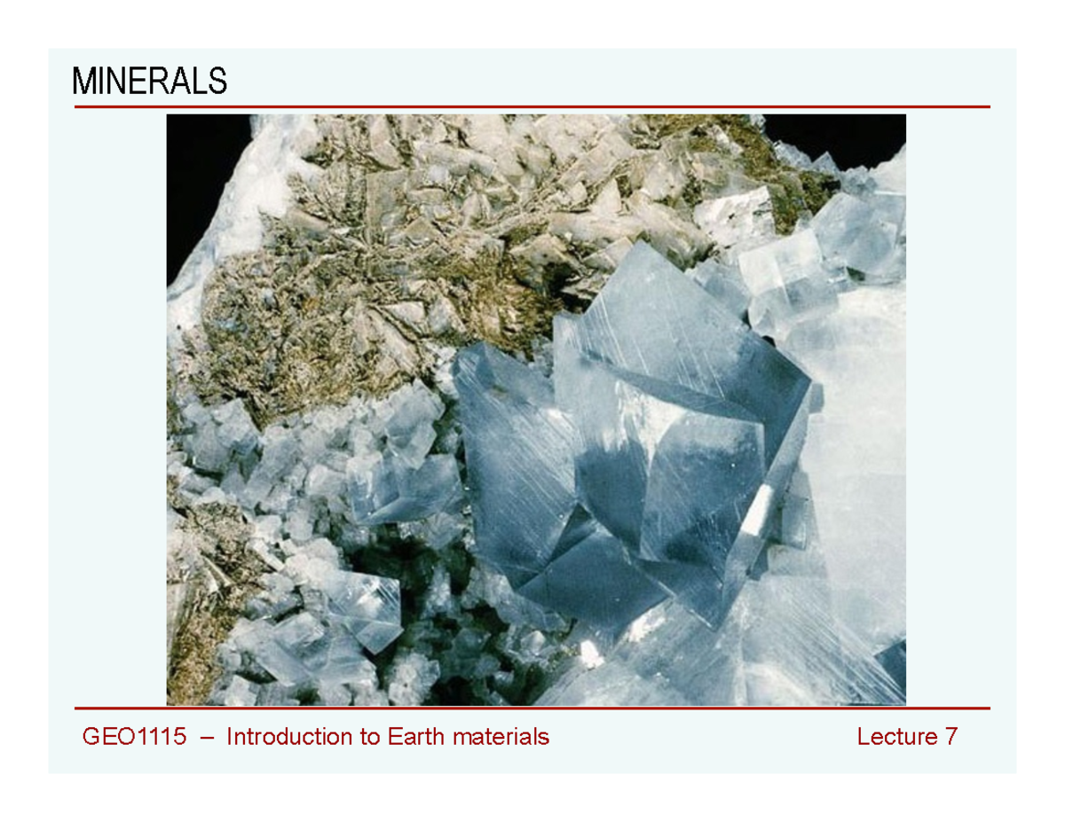Lecture 7 minerals 1 - GEO1115 - uOttawa - Studocu