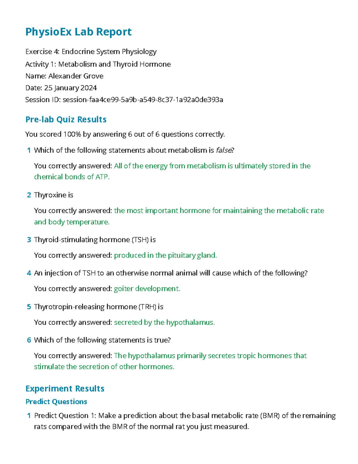 Physio Ex Exercise 4 Activity 1 - PhysioEx Lab Report Exercise 4 ...