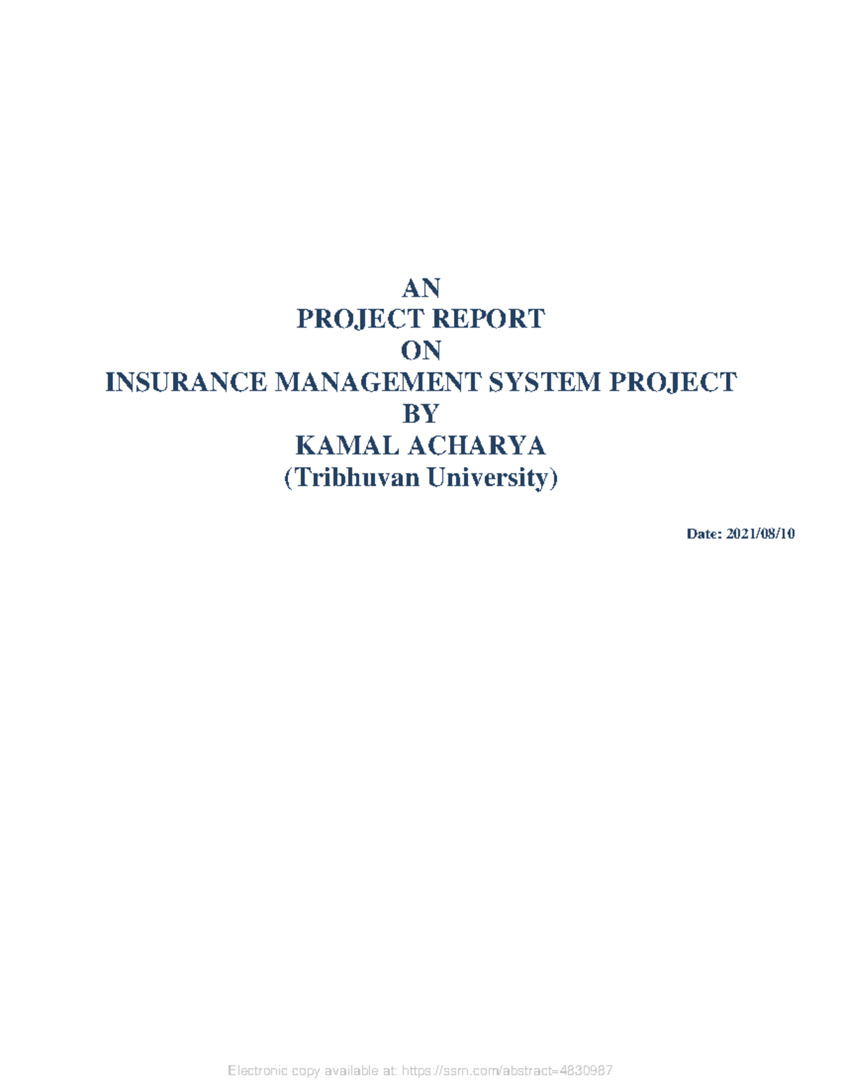 Insurance Management System Project. - AN PROJECT REPORT ON INSURANCE ...