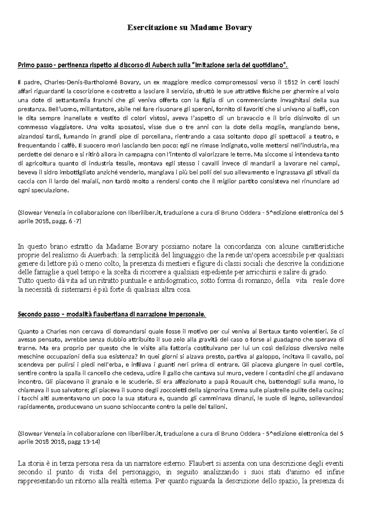 LEZ 9 Esercitazione su Madame Bovary - Esercitazione su Madame Bovary Primo passo - pertinenza ...