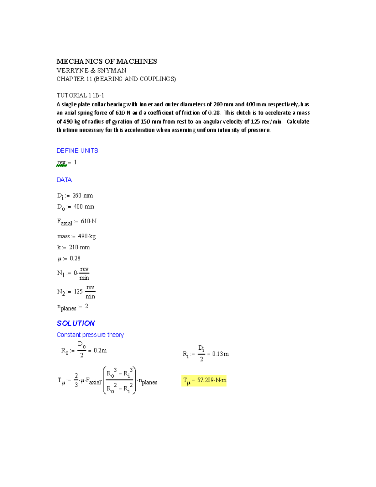 Mathcad - Tutorial 11B-1 - - Studocu