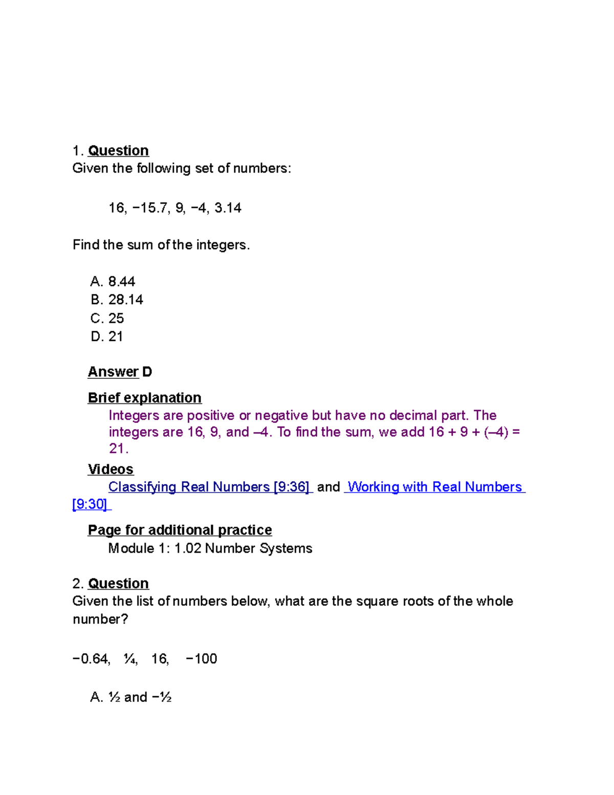 Healthcare Stat Practice Review - Question Given the following set of ...