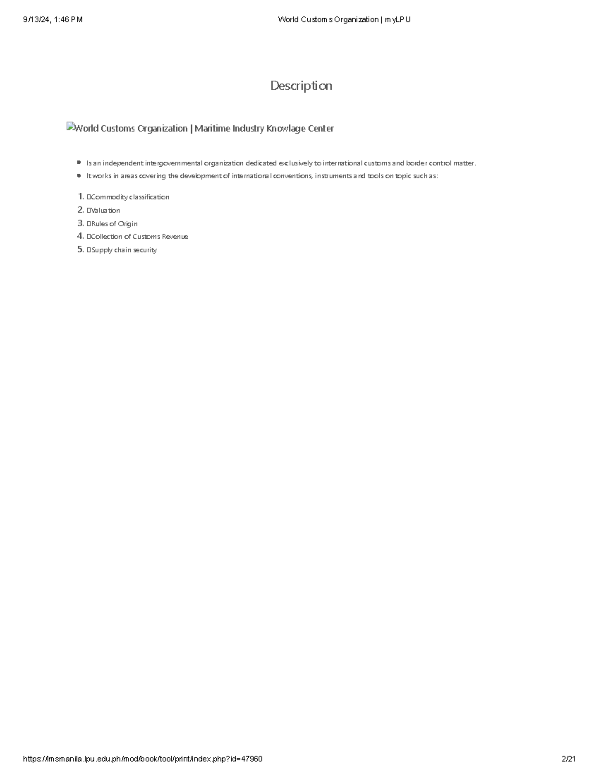 WCO - Study hard - Description World Customs Organization | Maritime ...