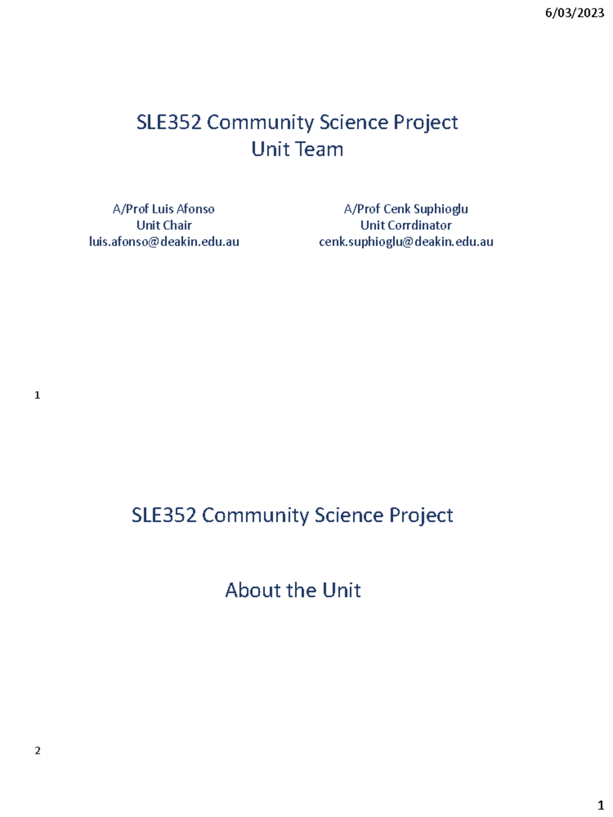 SLE352 Week 1 - Introduction - 2023 2- slides - luis@deakin.edu A/Prof ...