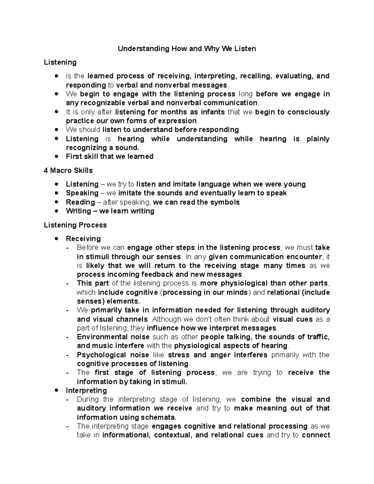 Lesson 4 Understanding How and Why We Listen - Understanding How and ...