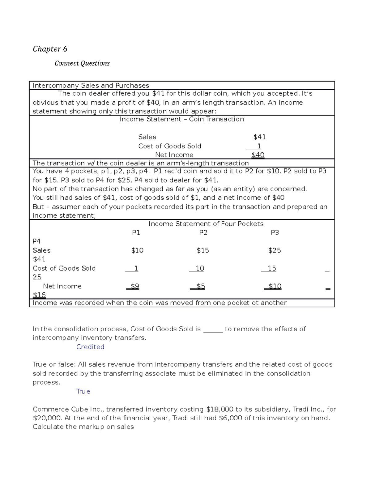 Chapter 6 - McGraw- Hill Connect Questions/ Assignments - Chapter 6 ...