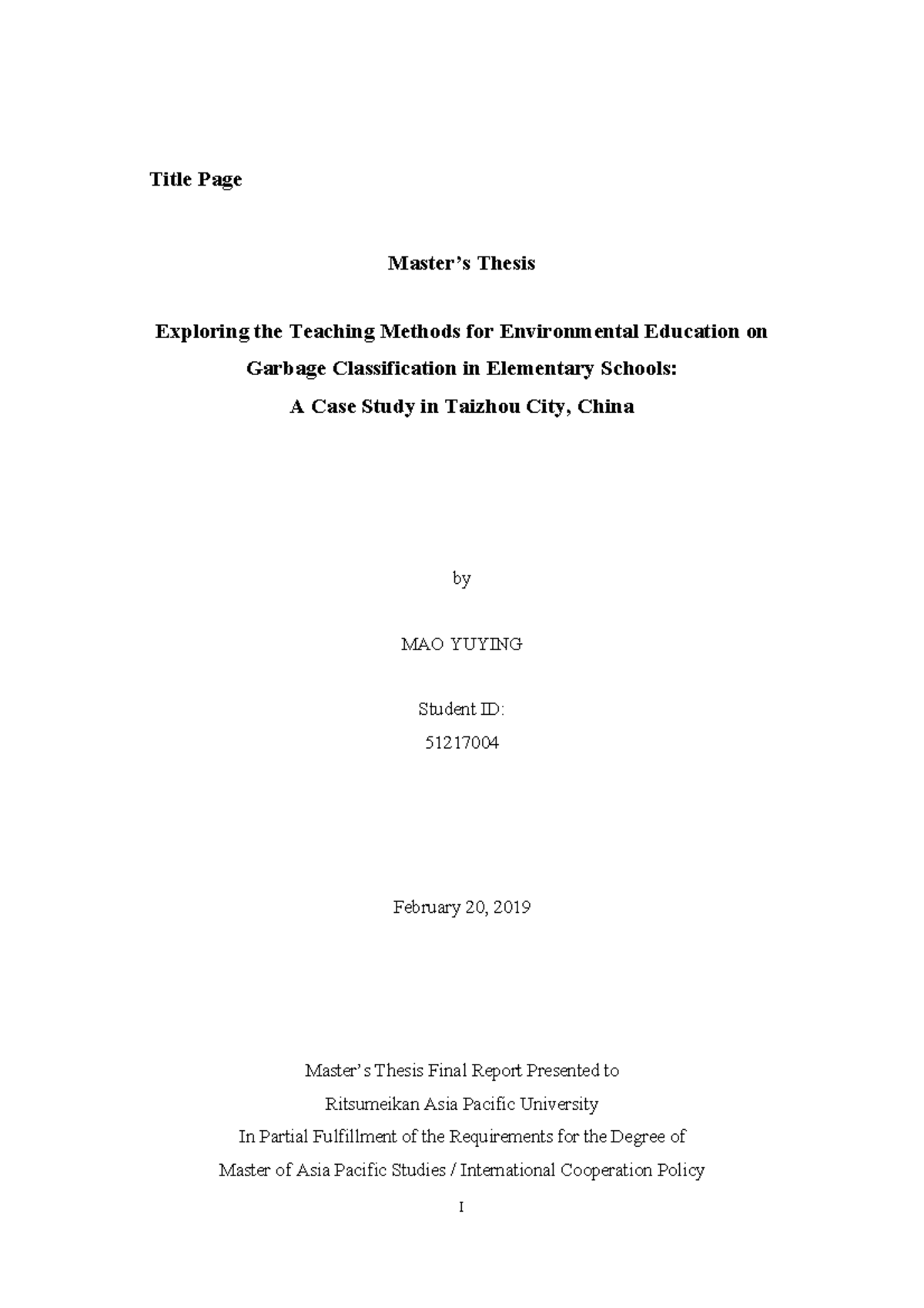 51217004 - Bài tham khảo - I Title Page Master’s Thesis Exploring the ...