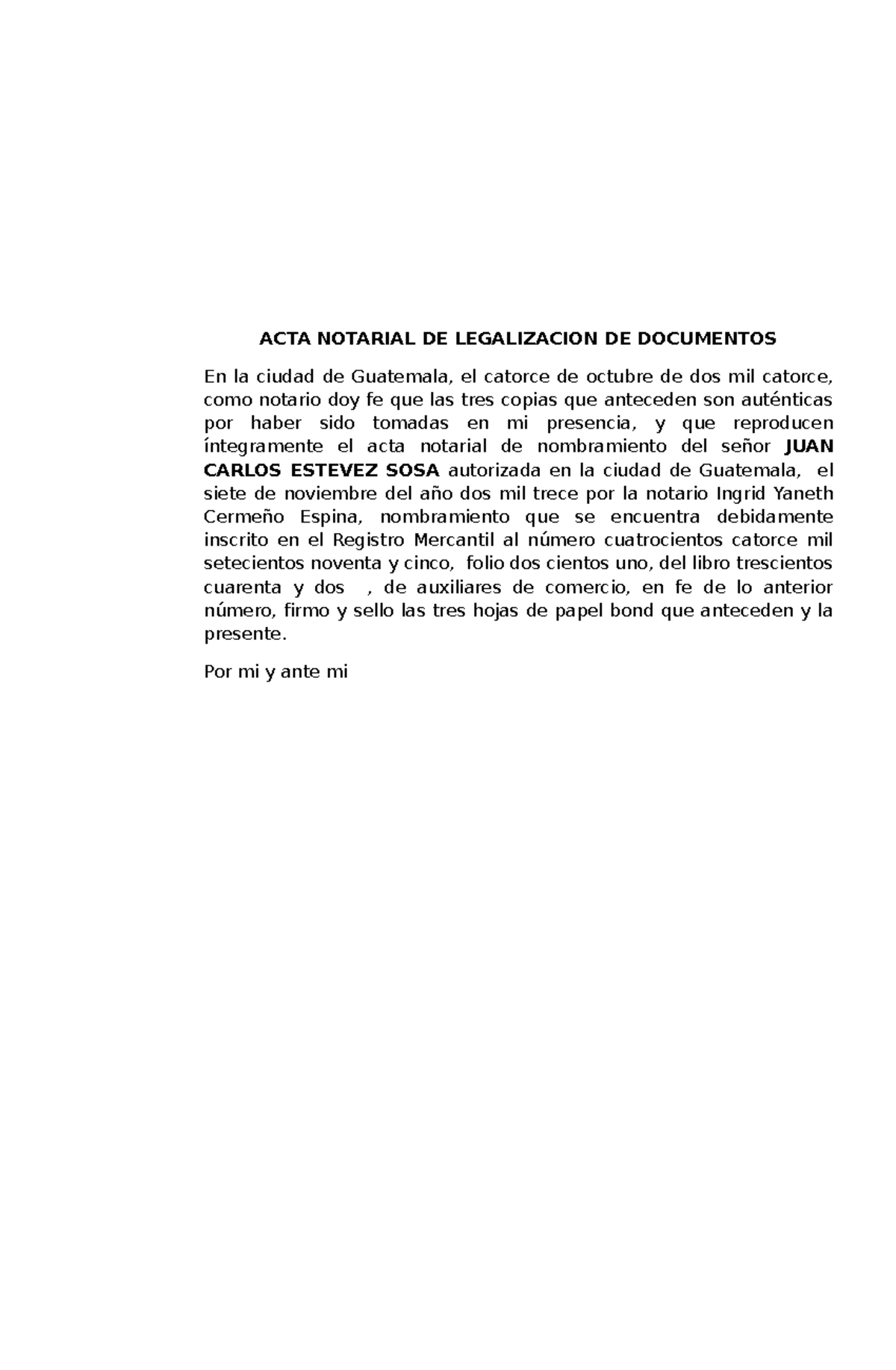 ACTA Notarial DE Legalizacion DE Documentos DE Banco DE Credito - ACTA NOTARIAL DE LEGALIZACION ...